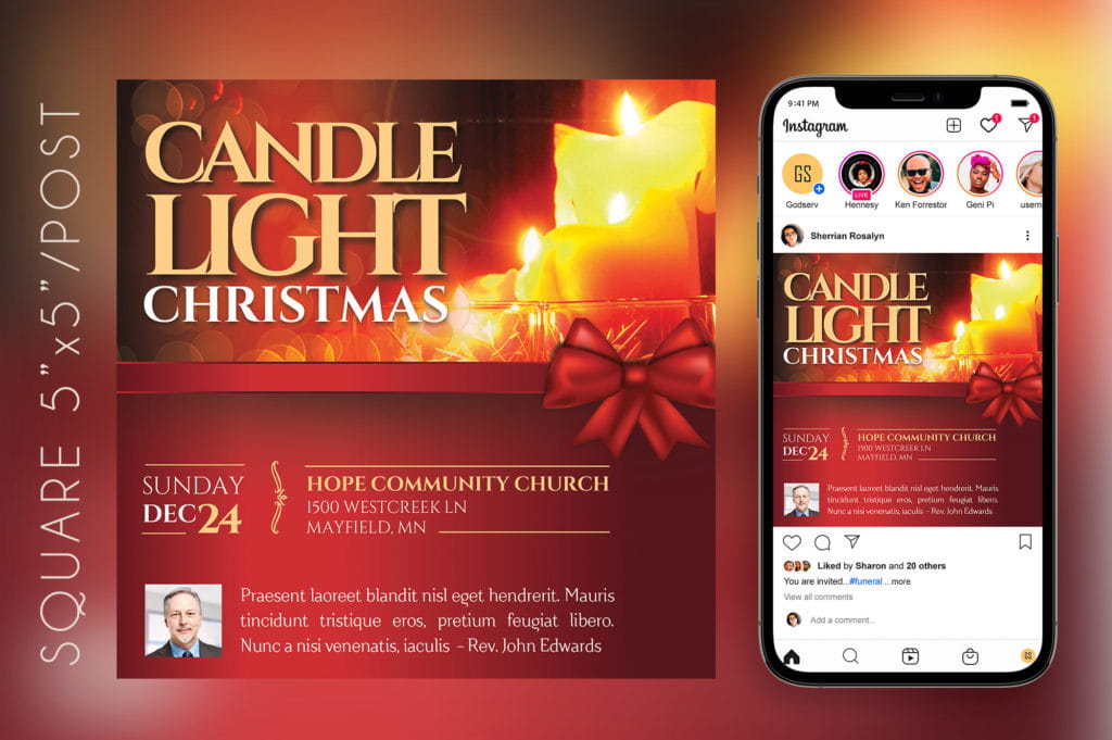 Candlelight Christmas Flyer Canva Template - GraphicMule